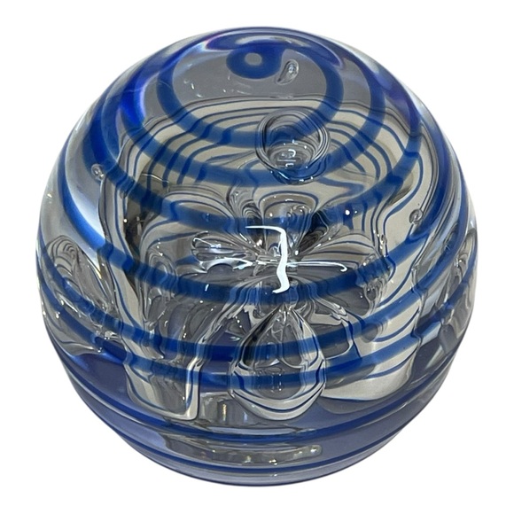 Jim Karg | Accents | Jim Karg Paperweight Signed Blue Swirl Bubble ...